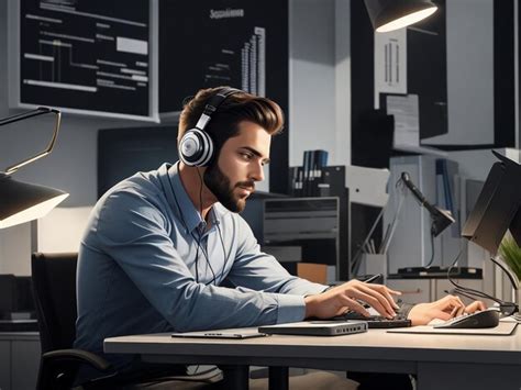 Premium Ai Image Office Portrait Of Smiling It Programmer Wearing