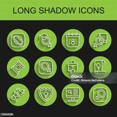 세트 라인 페미니스트 활동가 성별 방패 여성 생리대 데이트 앱 남성 성별 페미니즘 및 여성 아이콘을 위한 작업 벡터 3월에 대한