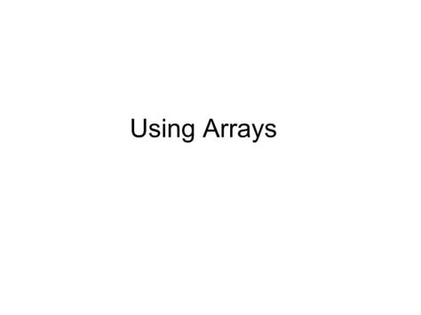 Php Using Arrays Ppt