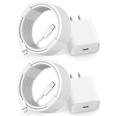 2 PACK 20W USB C Power Adapter Fast Charging Wall Plug With USBC Charging Cable 6FT Compatible
