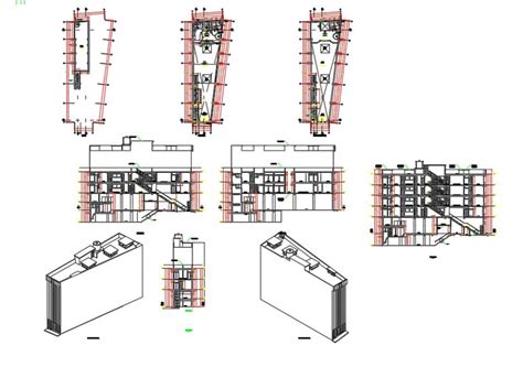 Building Detail Plan Elevation And Section 2d View Layout File In Dwg Format