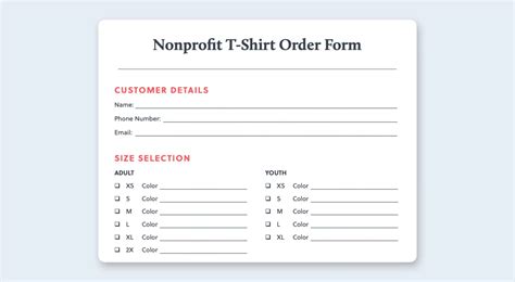 T Shirt Order Form Template Word Free Free Printable