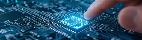 Finger Touching Glowing Microchip On Circuit Board Stock Illustration Illustration Of
