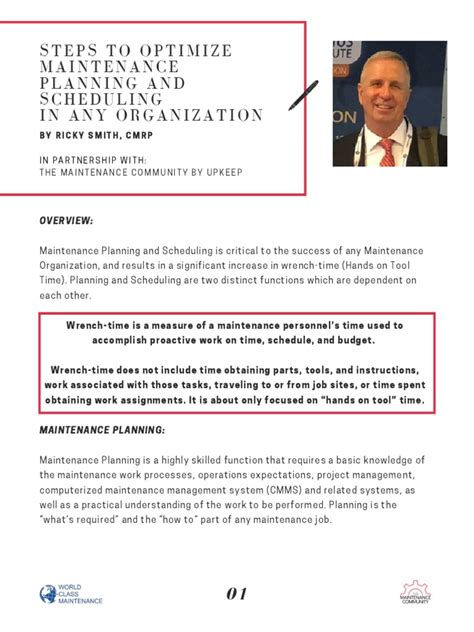 Steps To Optimize Maintenance Planning And Sch Pdf Reliability