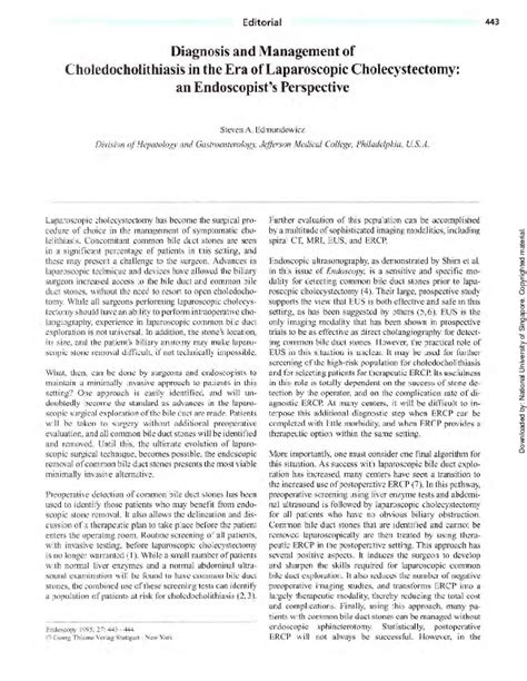 Pdf Diagnosis And Management Of Choledocholithiasis In The Era Of
