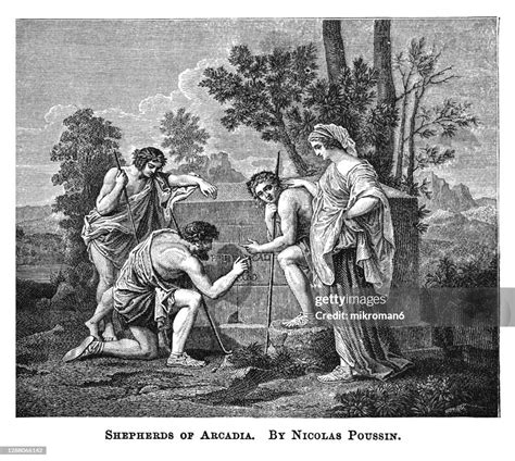 Engraving Illustration Of The Et In Arcadia Ego By Nicolas Poussin High