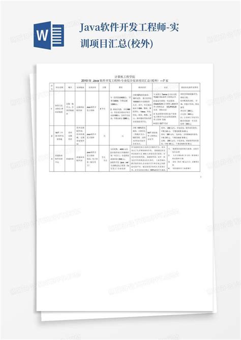 java软件开发工程师 实训项目汇总 校外 word模板下载 编号qzaymeaz 熊猫办公