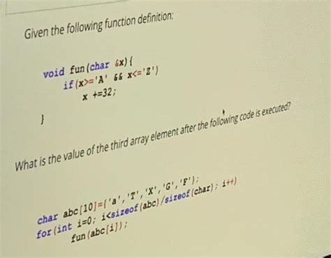 Solved Given The Following Function Definition Void Fun