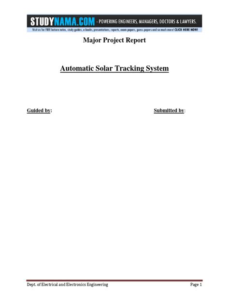 btech eee major project report on automatic solar tracking system pdf