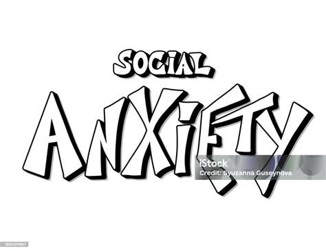 Ilustración De Letras Manuscritas De Ansiedad Social Ilustración