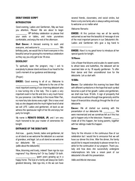 Debut Emcee Script Pdf