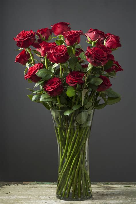 Glass Vase With Red Roses At Malik Keck Blog