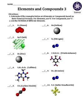 Identifying Elements Worksheet