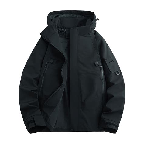 Bmawag Outdoor Jacket For Men Hooded Waterproof Windproof Big And Tall