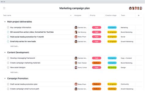 Asana Marketing Templates
