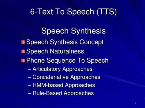 Ppt 6 Text To Speech Tts Speech Synthesis Powerpoint Presentation Free Download Id 2204883