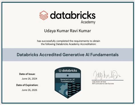 I Earned Databricks Accredited Generative Ai Fundamentals Udaya Kumar Ravi Kumar Posted On