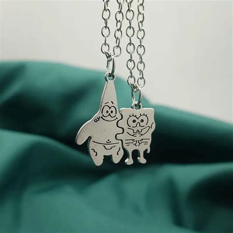 스폰지밥 네모팬츠 패트릭 스타 커플 목걸이 티타늄 카와이 스틸 펜던트 인스 학생 선물 Aliexpress