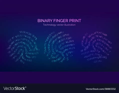 Set Binary Code Fingerprint Digital Key Royalty Free Vector