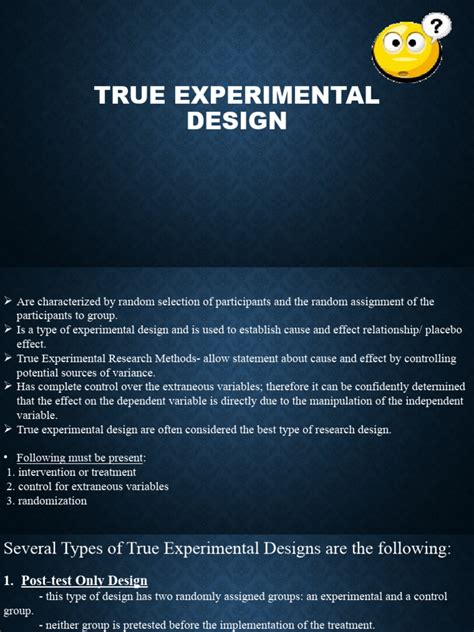 True Experimental Design Pptx Report Pdf Experiment Design Of Experiments
