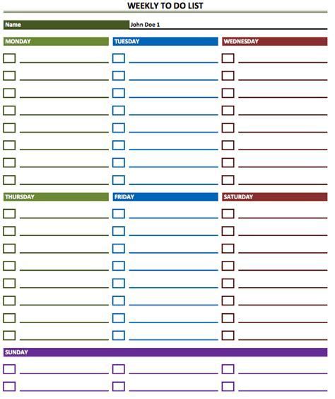 Weekly To Do List Template Excel At Pdftemplate