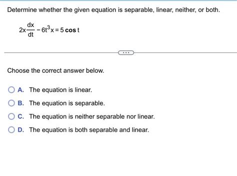 Solved Determine Whether The Given Equation Is Separable Chegg