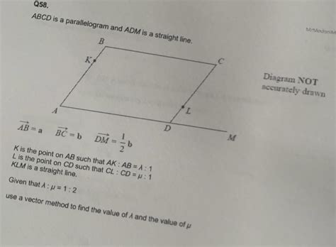 Solved Q58 Abcd Is A Parallelogram And Adm I Diagram Not Accurately