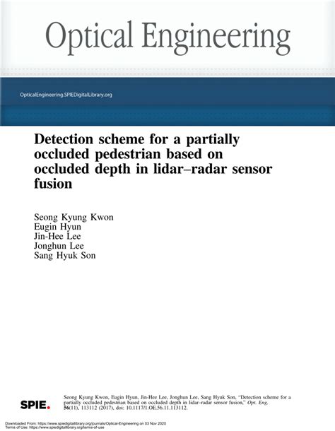 Pdf Detection Scheme For A Partially Occluded Pedestrian Based On