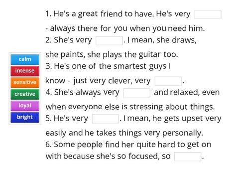 Describing Character Int Missing Word