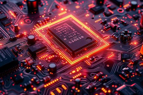 Premium Photo Hardware Chip Isolated On Black Background Electrical Circuit Board Rendering