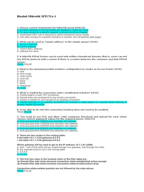 Risalah Soal Mikrotik Mtcna Pdf Ip Address Router Computing