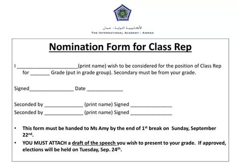 Ppt Nomination Form For Class Rep Powerpoint Presentation Free Download Id2587575
