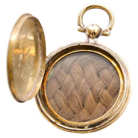 Antique Victorian 14k Gold Locket Pendant With Woven Hair Memorial