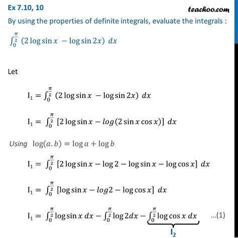 Ex 7 10 10 Evaluate 2 Log Sin X Log Sin 2x Dx Definite Integr