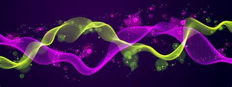 흐르는 에너지 입자 어두운 위에 혼합 된 점의 상호 파도 곡선 점선 3d 이중 선 벡터 그림입니다 빛나는 빛나는 효과와 3d