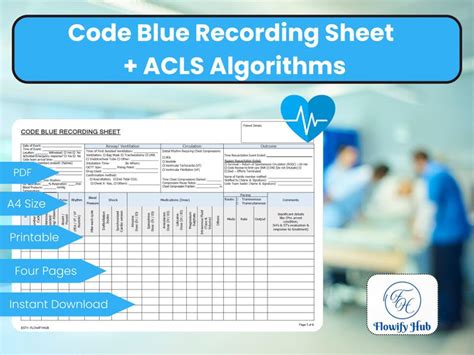 Code Blue Recording Sheets Instant Download Pdf A4 Landscape 4