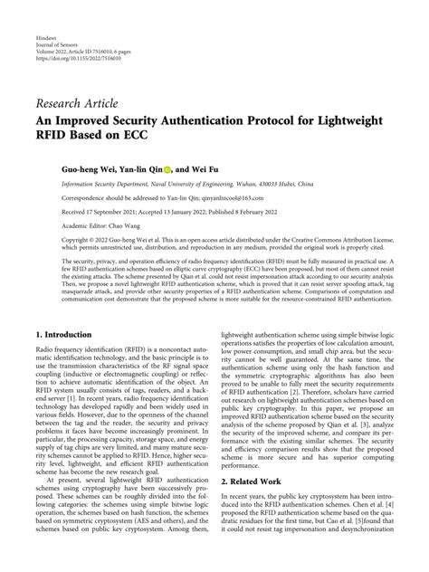 Pdf An Improved Security Authentication Protocol For Lightweight Rfid
