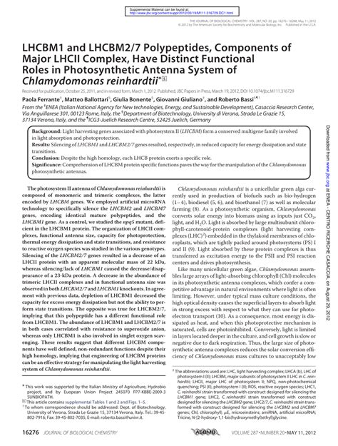 Pdf Lhcbm1 And Lhcbm2 7 Polypeptides Components Of Major Lhcii
