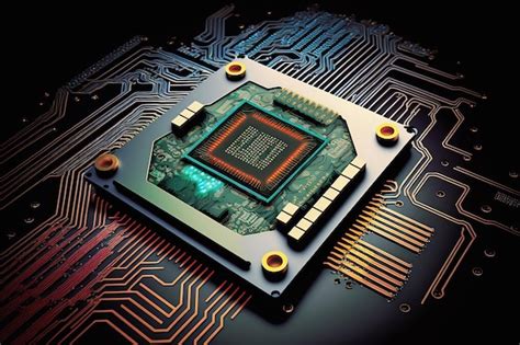 Premium Photo Illustration Of Microchip Technology On A Dark Background