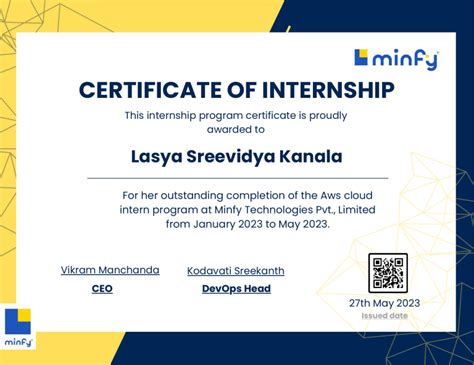 Aws Cloud Internship Certificate Lasya Kanala