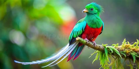 Stunning Resplendent Quetzal Emerald Crimson And Iridescent Feathers In