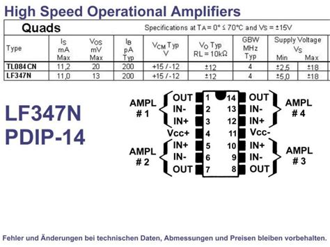 Quad Jfet Input Operational Amplifier Pdip 14 Type Lf347n Grieder