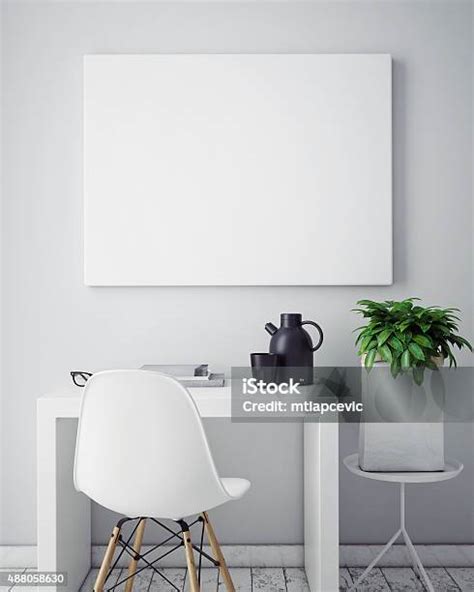 3 D 일러스트 포스터 프페임 형판 워크스페이스 Mock 바라요 사무실에 대한 스톡 사진 및 기타 이미지 사무실 형판 전문가용 캔버스 Istock