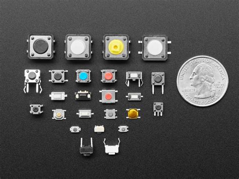 Tactile Switch Assortment 25 Different Buttons 10 Pcs Each Through