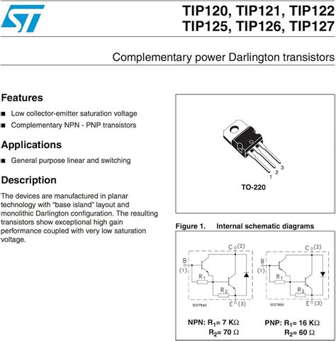 5 X Tip127 Pnp Epitaxial Planar Darlington Transistor To