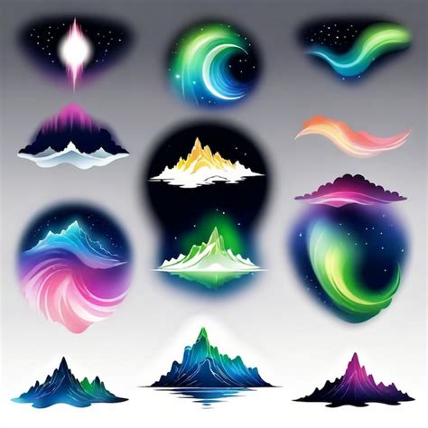 Aurora Vector Set White Background Isolated A High Premium Ai Generated Vector