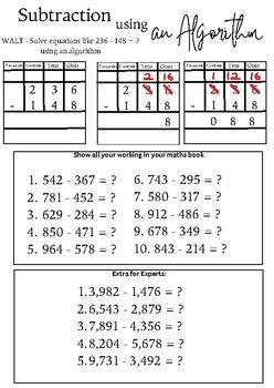 3 3 Digit Subtraction Algorithm By Estelle Horomona TPT