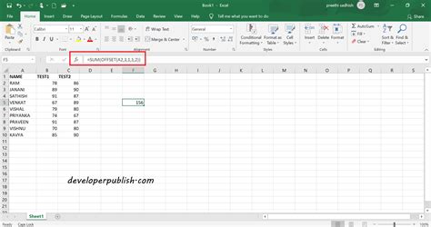 Offset Function In Microsoft Excel Developer Publish