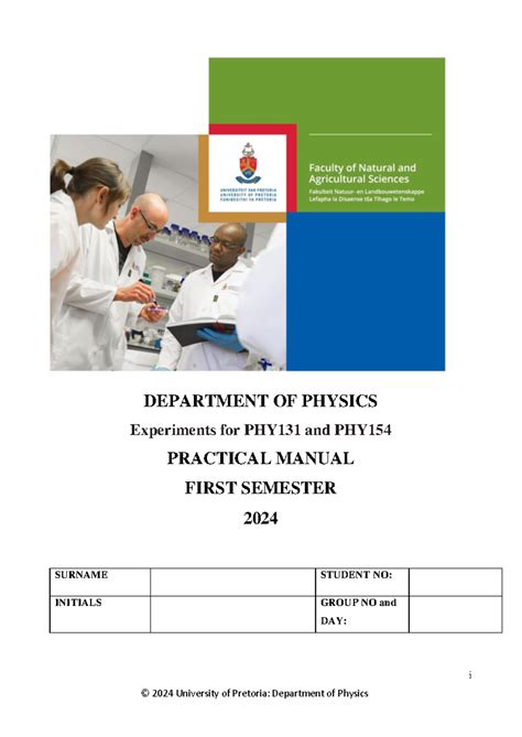 PHY And Lab Manual I DEPARTMENT OF PHYSICS Experiments For PHY And PHY