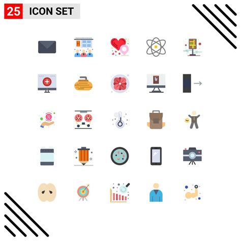 Set Of 25 Modern Ui Icons Symbols Signs For Pin Destination Love City Physics Editable Vector